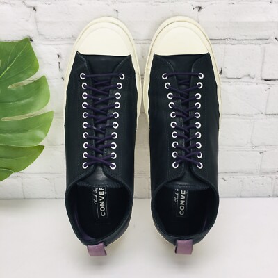 Converse Jack Purcell Ox Sneaker Shoes Mens 10 Black Leather Purple ...