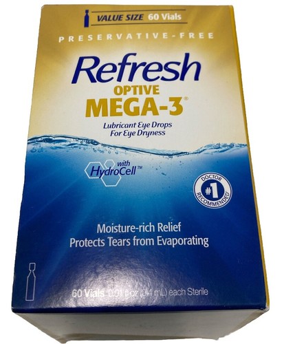 Refresh Optive Mega-3 Lubricant Eye Drops Preservative 60 Vials for ...
