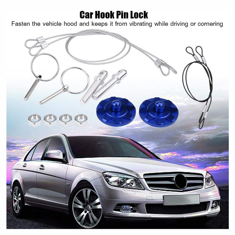 2x CNC Aluminum Universal Car Bonnet Hood Pin Lock Latch Appearance Kit ...