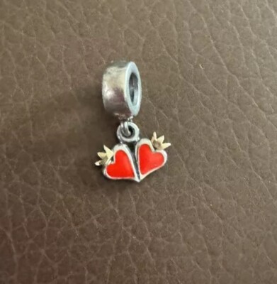 Authentic Pandora Love Hearts Dangle Charm Pandora Two Tone & Red ...