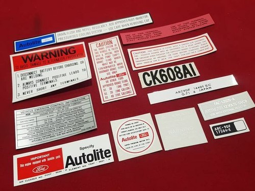 FORD XY GT CLEVELAND FALCON ENGINE BAY DECAL KIT V8 4 SPEED TOPLOADER ...