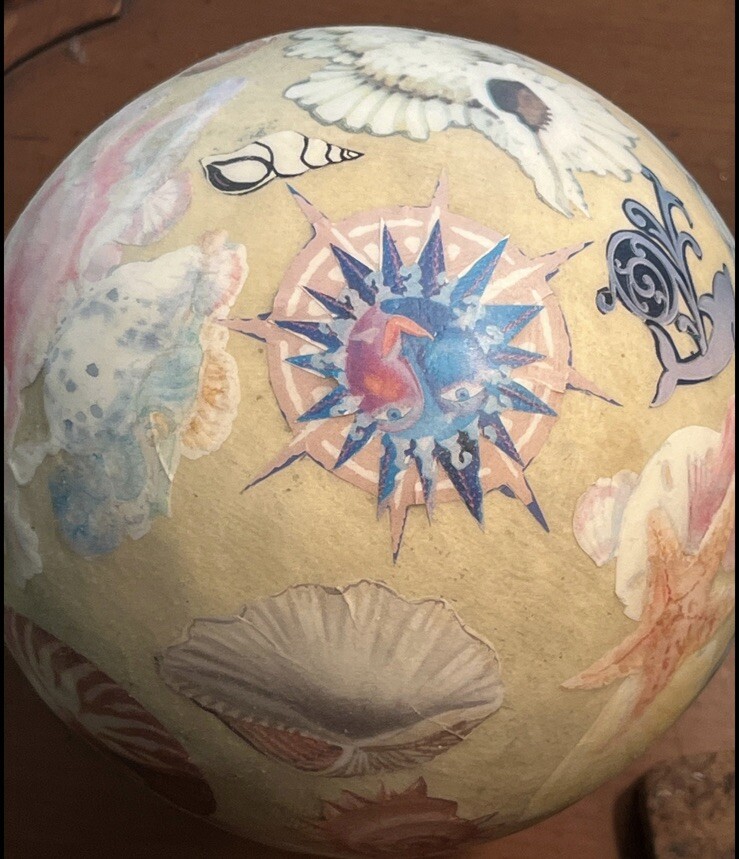 Decorative Vintage Sphere Shell Ball Orb On An Antique Bronze Stand | eBay