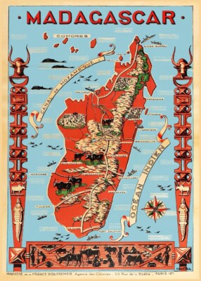 MADAGASCAR CARTE Rgdl-POSTER HQ 70x100cm d'une AFFICHE VINTAGE | eBay