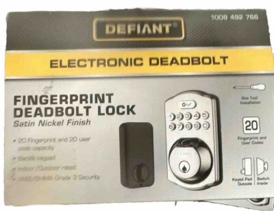 Defiant Electronic Deadbolt Satin Nicke Fingerprint Door Lock NEW IN ...