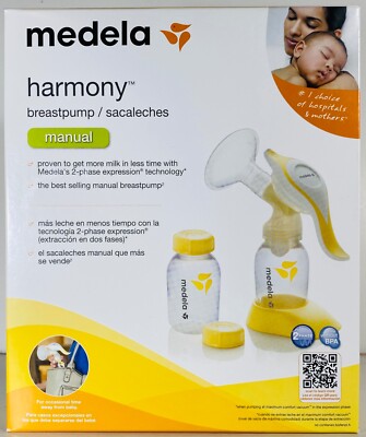 Medela Harmony Manual Breast Pump SEALED 2 Bottles-Lids Bottle Stand 2 ...