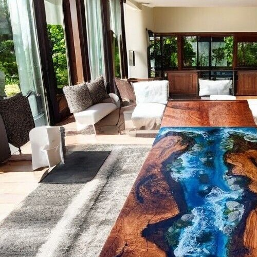 Unique Epoxy Resin Ocean Wave Table for Coastal and Beach-Themed ...