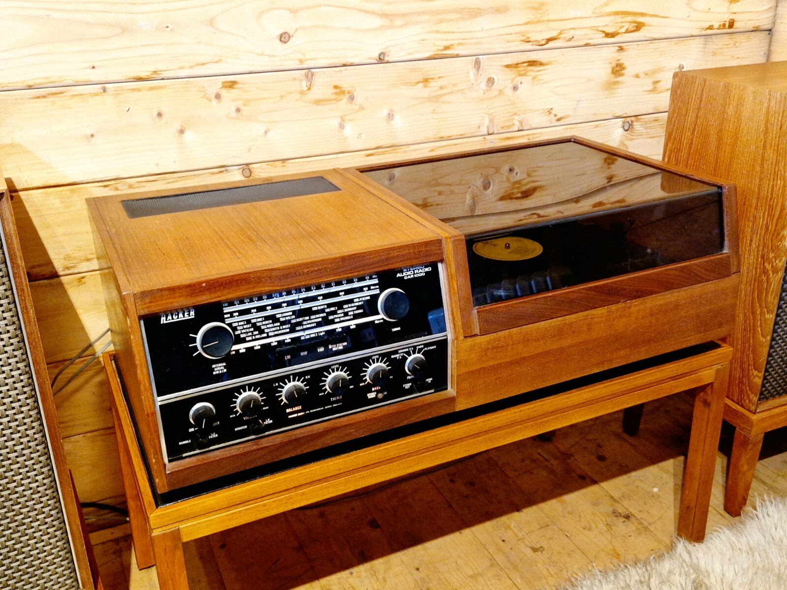 Timewarp vintage Hacker GAR1000 Radiogram Record Player + Teak Stands ...
