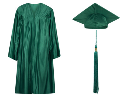 Medium Green Shiny Graduation Cap Gown and Tassel - 13 sizes available ...