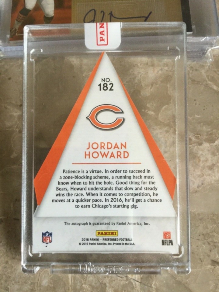 2016 PREFERRED JORDAN HOWARD ROOKIE DIECUT ON CARD AUTO SEALED 24/35 ...