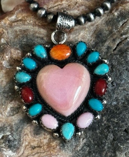 Pink Conch Turquoise Heart Spiny Oyster Southwestern Sterling Silver ...