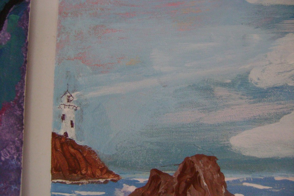 Original Acrylic Painting 14x12 Tribute to Bob Ross & Nicholas Hankins Seashore | eBay