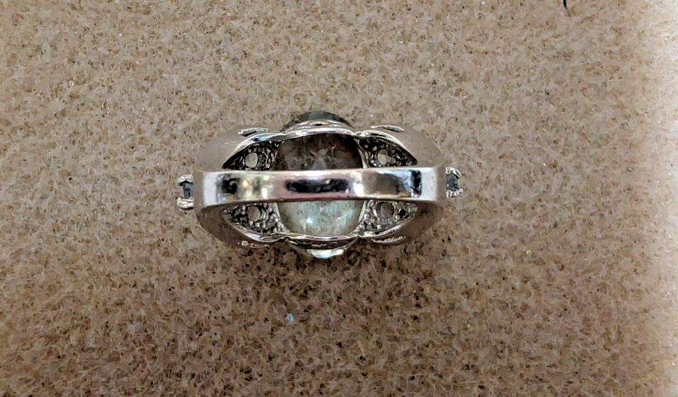 8.50 CT Green Prasiolite with Blue Topaz Sterling Silver Ring Size 6 ...