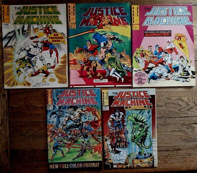 The Justice Machine #1-5 1981 Noble Comics/signed 2x MIKE GUSTOVICH ...