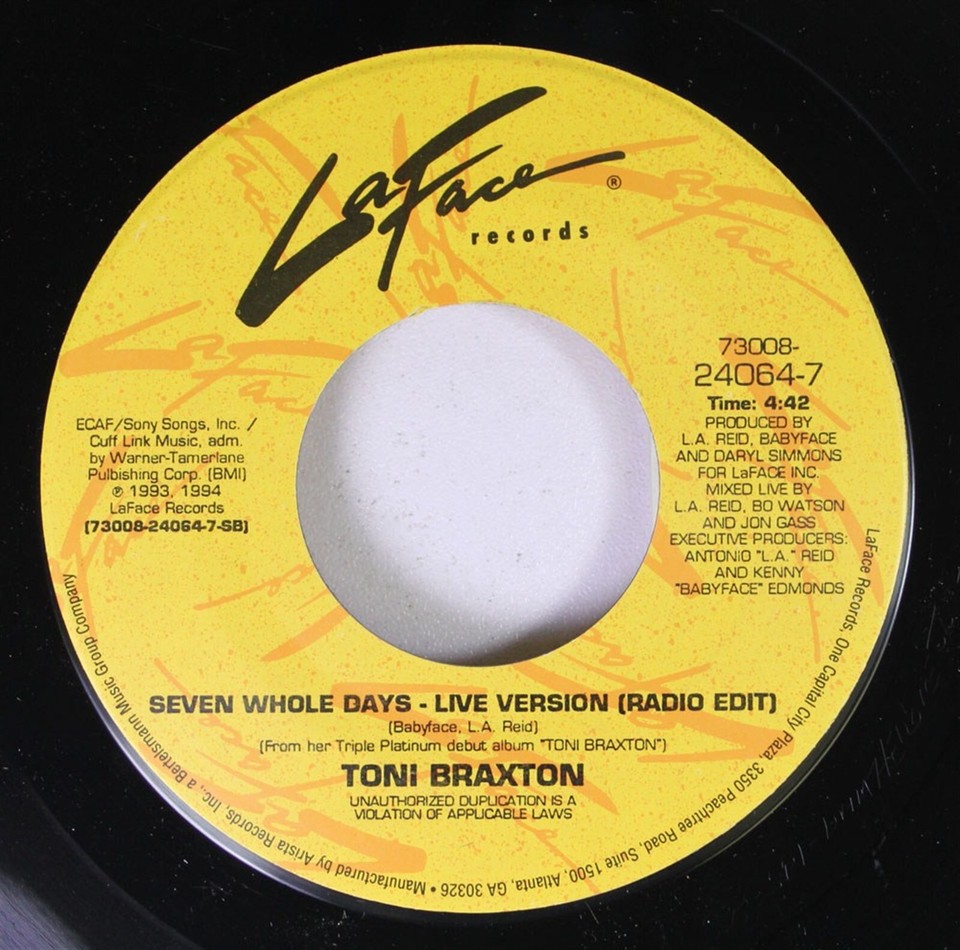 90'S Nm! 45 Toni Braxton - You Mean The World To Me / Seven Whole Days ...