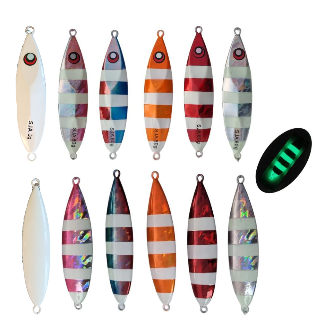 RIGGED FLAT FALL SLOW PITCH MICRO JIGS BARRA SNAPPER KINGIES REEFIES ...