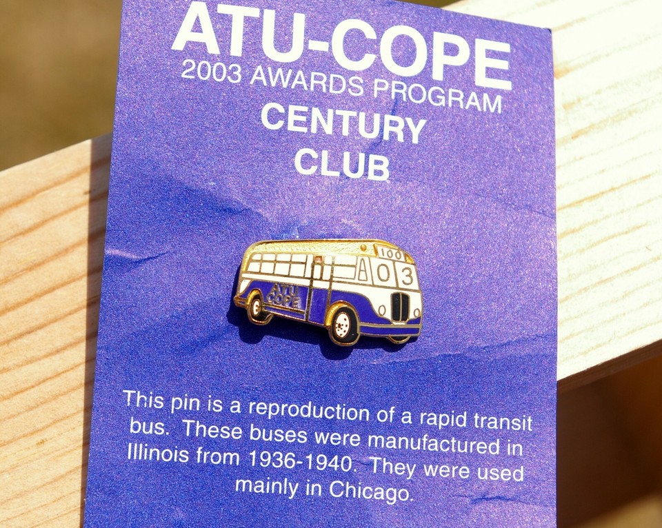 Bus ATU-COPE 2003 Awards Program 3/4" Gold Tone Metal & Enamel Lapel ...