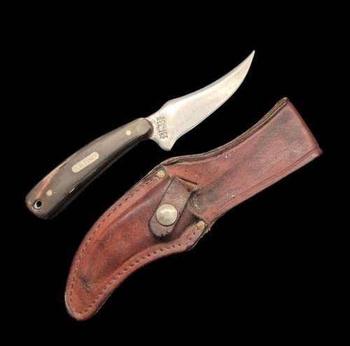 Schrade USA Sharpfinger 152 Custom Buffalo Horn Handle Hunting Leather ...