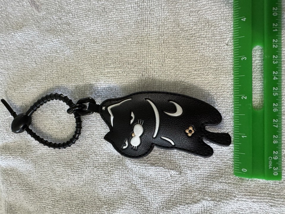 Black Cat Bag Charm Keychain Key Holder Grumpy Kitty School Bag Cat ...