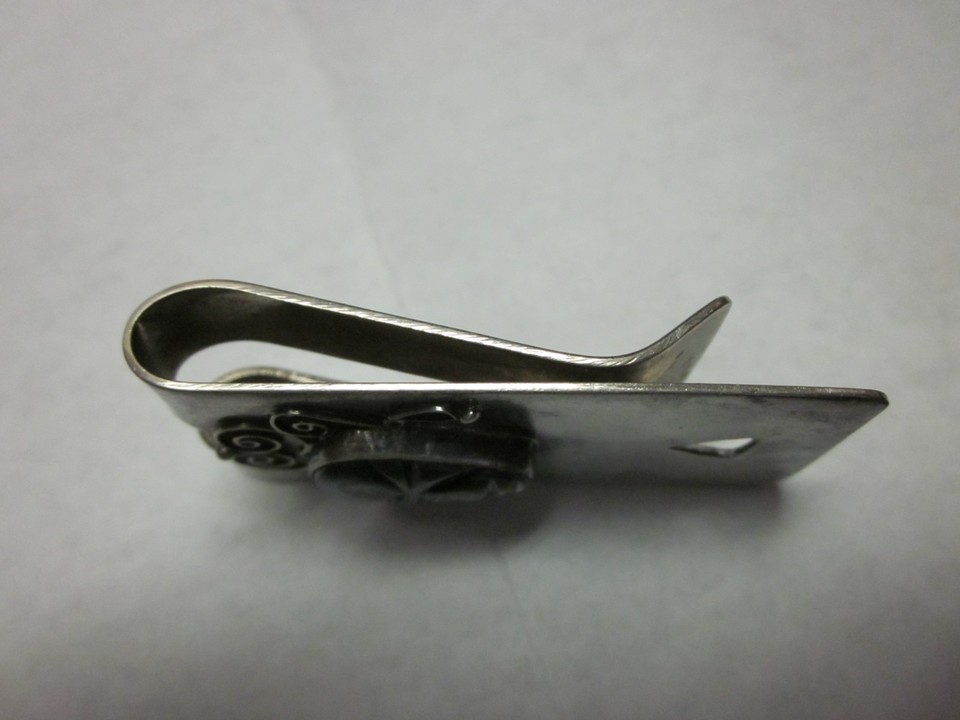 Vintage unique hand made Sterling Silver money clip with abalone ...