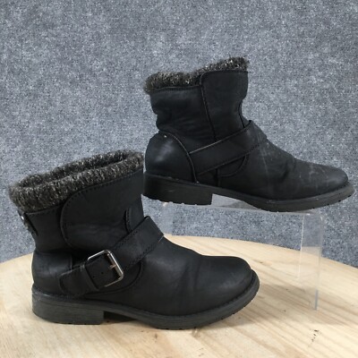 Roxy Boots Womens 6 Redding Pull On Winter Ankle Bootie Black Faux ...