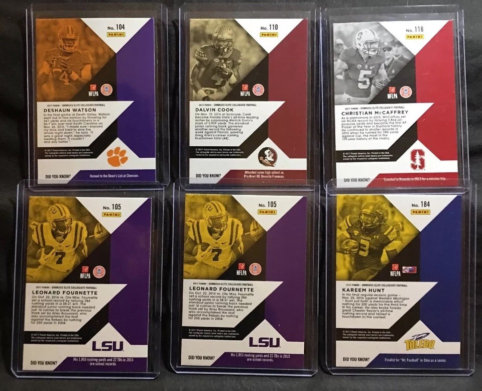 2017 Panini Donruss Elite Collegiate Football Rookie RC Cards Lot You ...