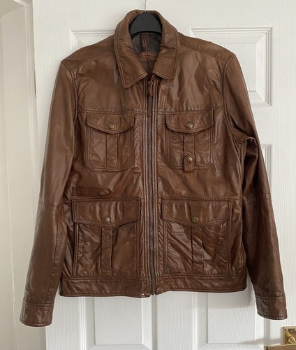 Massimo Dutti Men’s Tan Quality Leather Jacket - Large | eBay