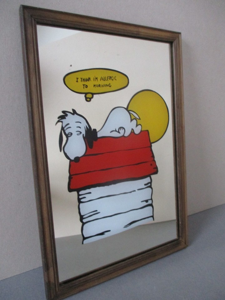 A Vintage Retro Snoopy Peanuts Schulz Mirror "I Think I'm Allergic to ...