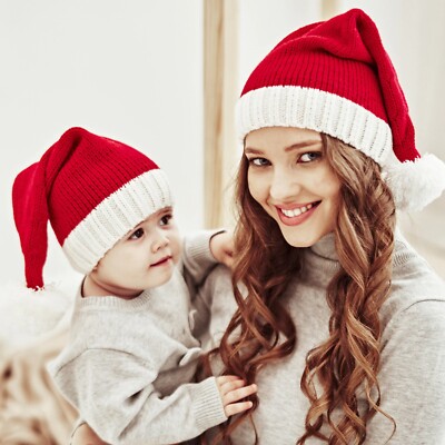 Christmas Knitted Hats Santa Cap Baby And Mother Family Match Xmas ...