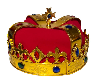 KING CROWN Adult Costume Hat Cap Faux Jewels Royalty Red Gold Prince ...