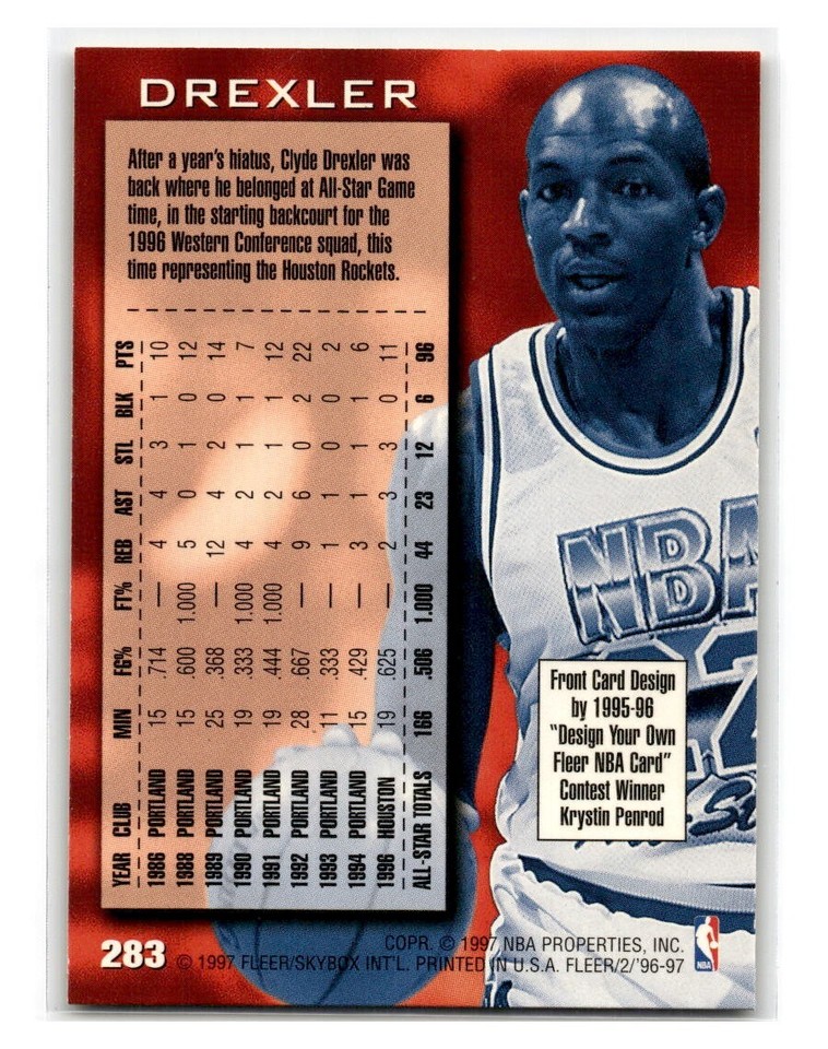 1996-97 Fleer - NBA All-Star Retro #283 Clyde Drexler - Rockets | eBay