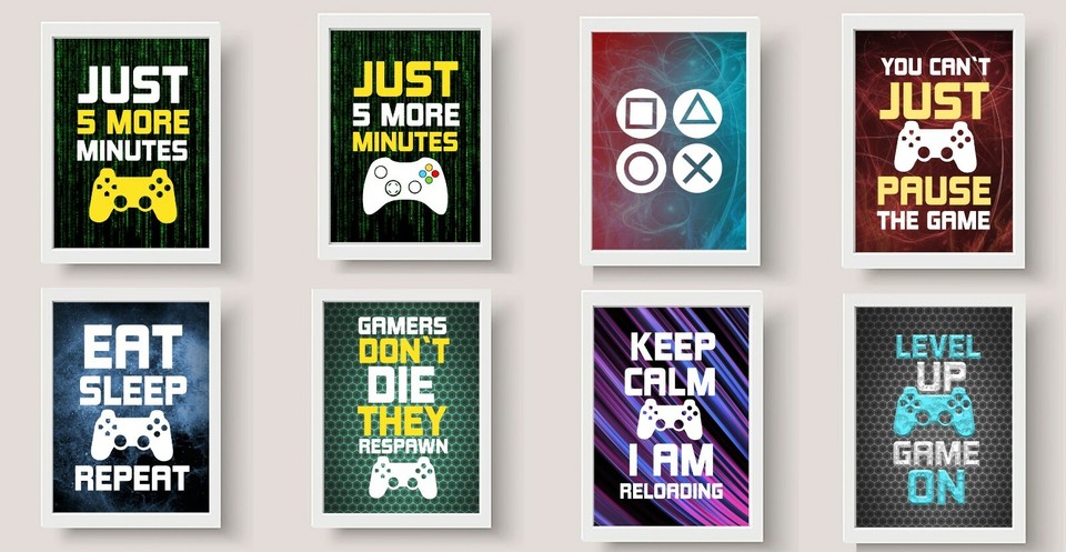 Custom Gamers Gaming Prints Posters Kids Bedroom Wall Art Decor | eBay