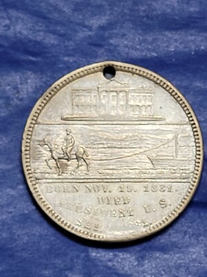 1881 James Garfield assassination original memorial medal coin token ...