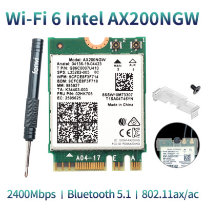 Intel AX200NGW NGFF M.2 WiFi 6 Card 2.4G/5G 802.11ax BT5.2 Wireless ...