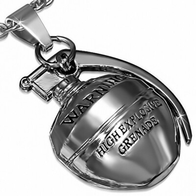Fashion Silver Hand Grenade Pendant WARNING 2 | eBay