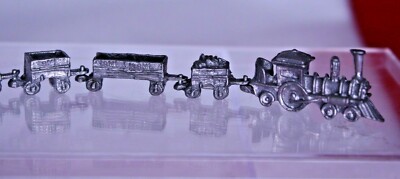Miniature Pewter Train 6 Cars Engine Coal Bucket Lumber Cars Caboose | eBay