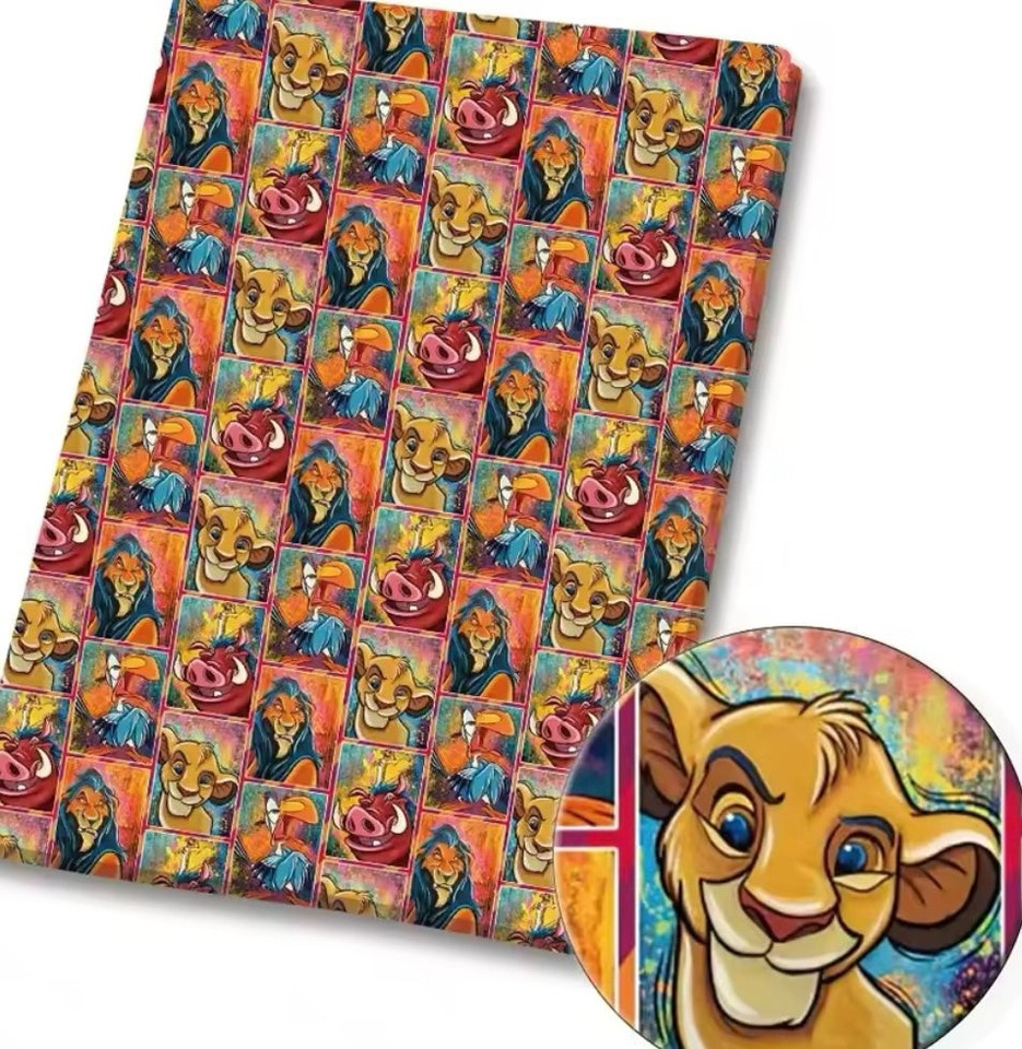 Disney Lion King Simba Mufasa Scar Polycotton Fabric Half Yard (18” x ...