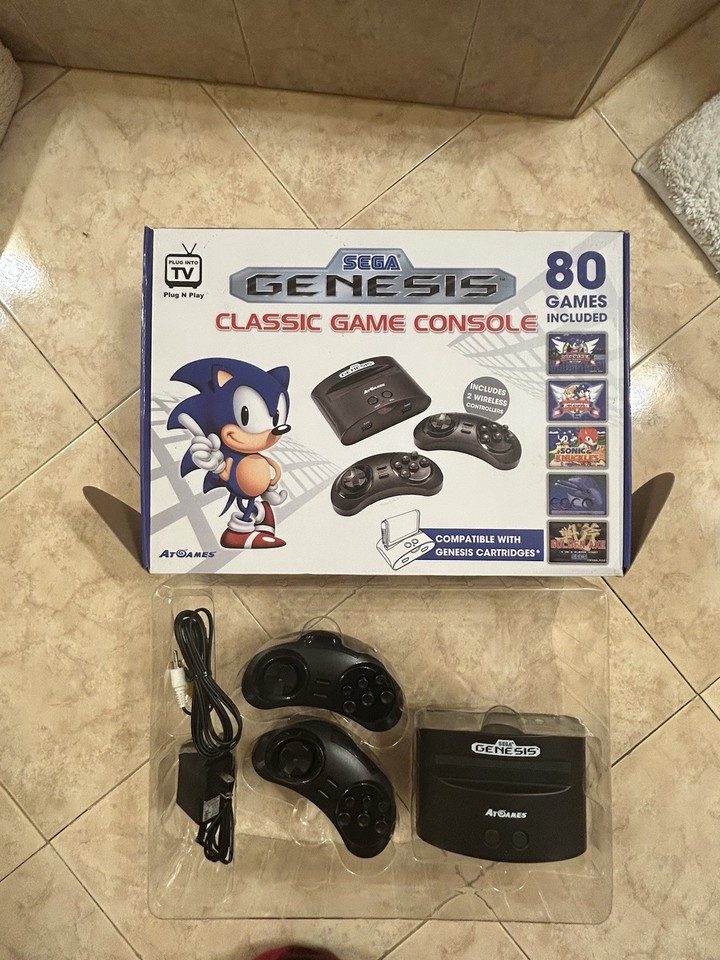 Sega Genesis Classic Game Console Plug & Play 80 Games CIB Wireless ...
