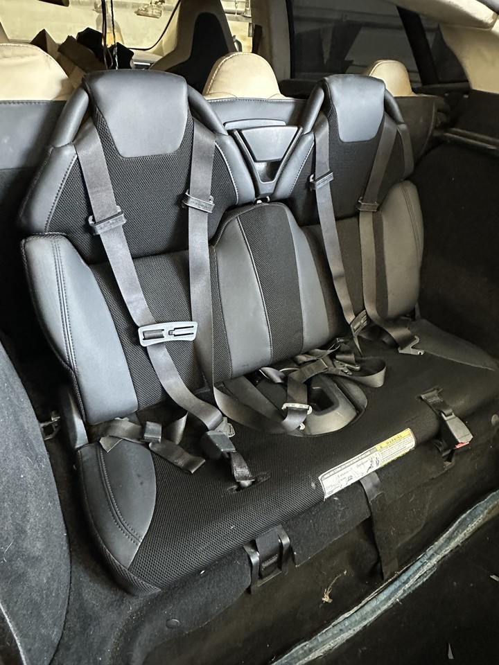 13-16 Tesla Model S 3rd Row Black Cloth Child Jump Seat with Seat ...