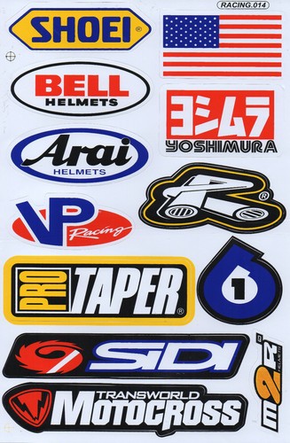 Sponsor Logo Sticker Sheet Motocross Car, Motorcycle, Skateboard & RC ...