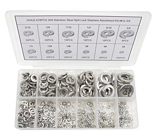 478PCS 304 Stainless Steel Split Lock Washers Assortment Kit4# to 5/8 ...