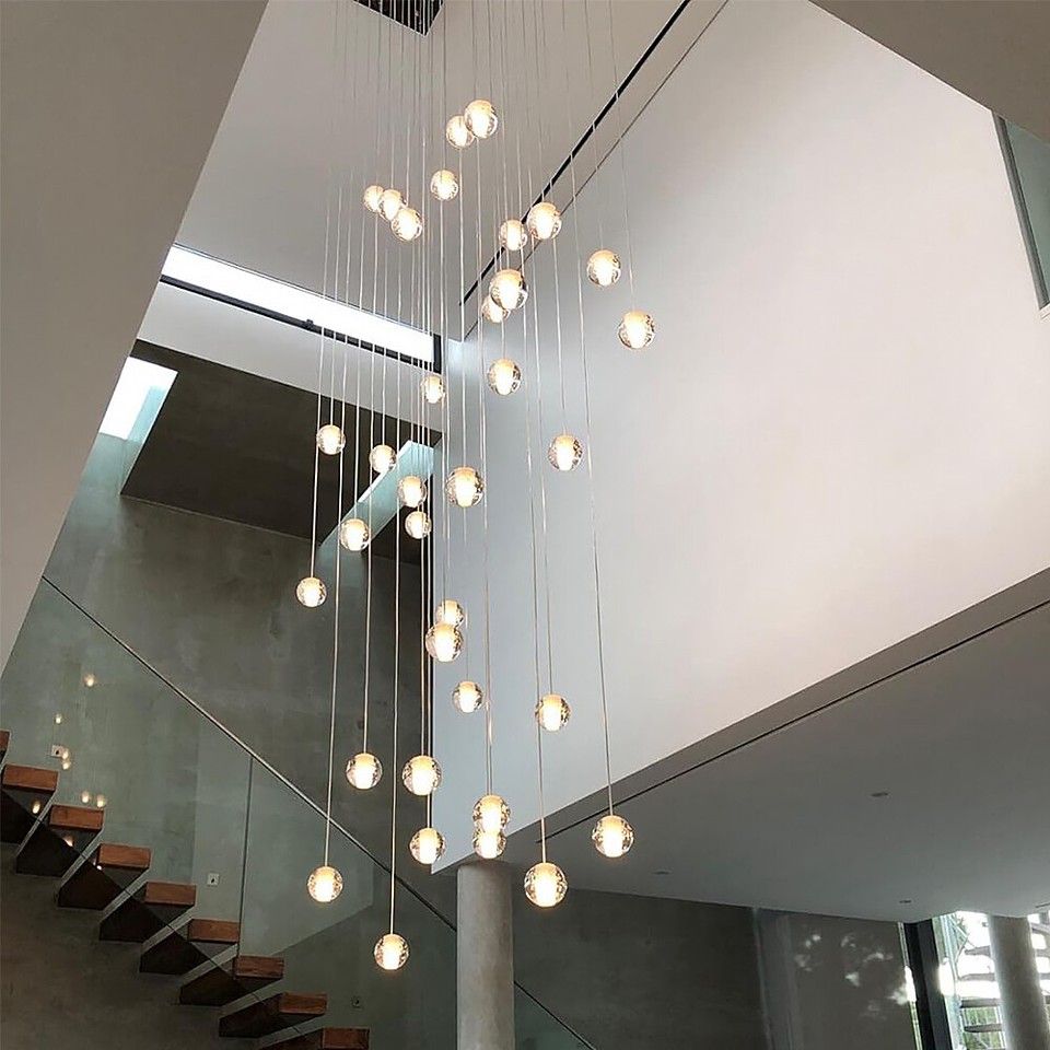 Modern G4 LED Bubble Crystal Round ball Ceiling Light Room Stair ...