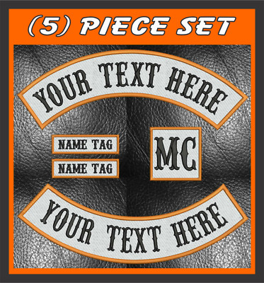 Custom Embroidered 13" 5pc Rocker Patch Set MC Biker Motorcycle Jacket ...