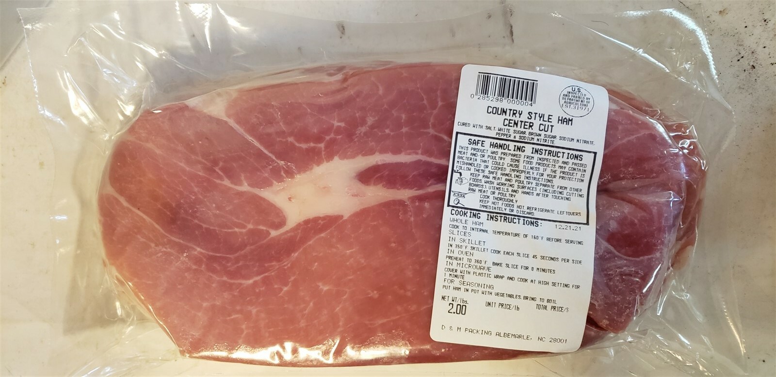Country Style Ham 2 lb Boneless Vacuum Sealed Dennis Center Cut Slices ...