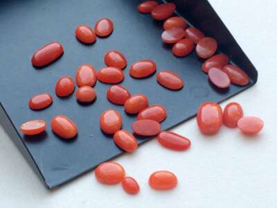 5-8mm Italian Coral Plain Cabochon, Original Natural Coral Cabochons ...