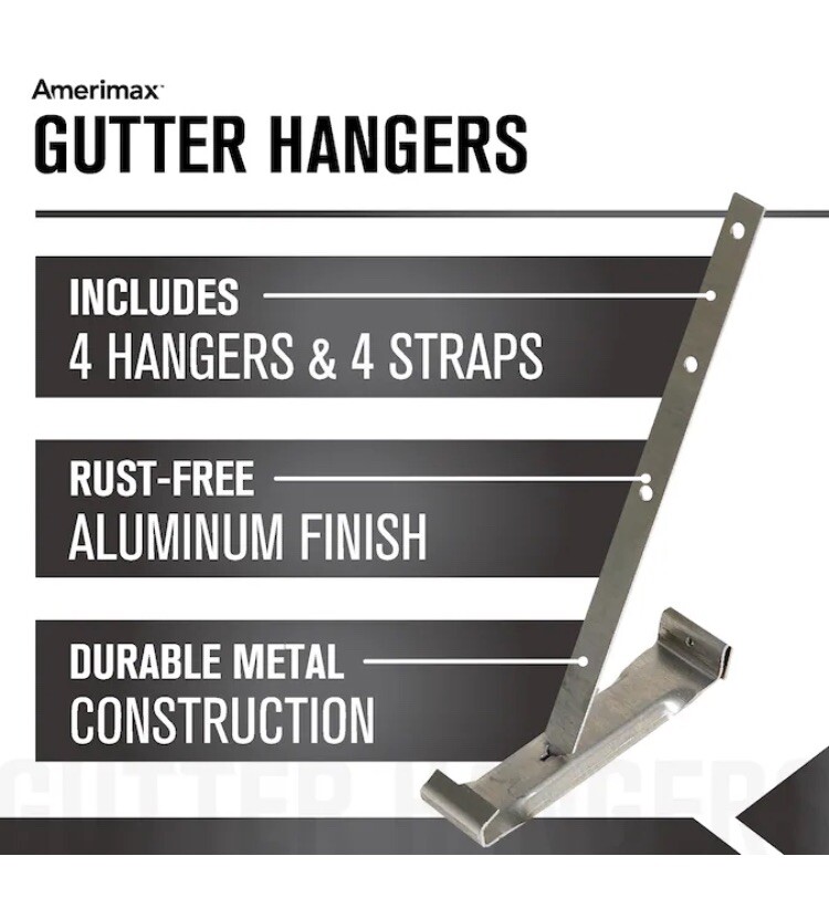 Amerimax 21-030PK 5" Roof Metal Gutter Hanger With Strap Aluminum 4 ...