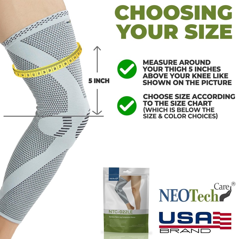 NeoTech Care Knee & Leg Support Brace - Breathable (Gray Color, Size XL ...