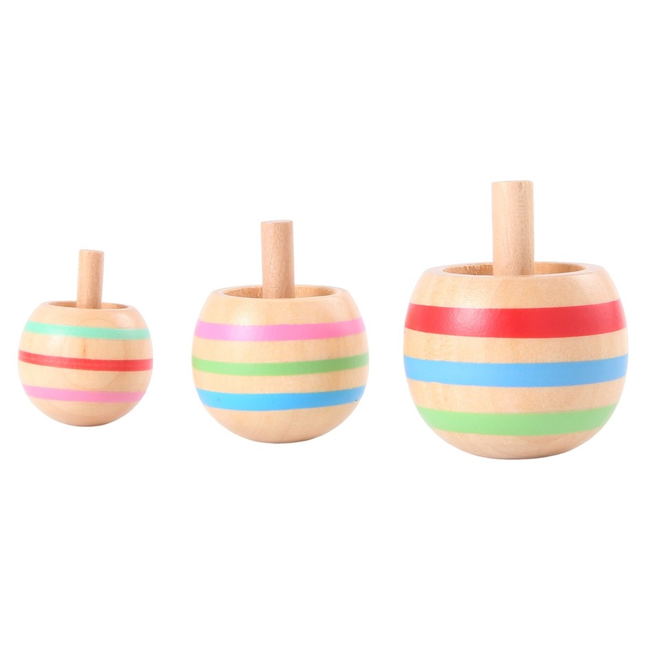 3pcs Wooden Top Kids Toy 3 Sizes for Children Above 3 Years Old ...