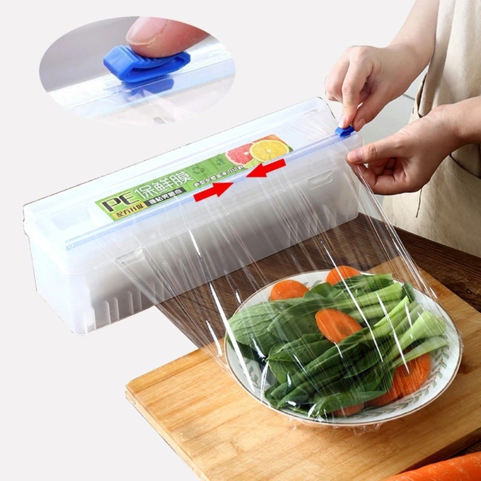 1pc Cling Film Dispenser Holder Cutter Food Wrap Kitchen Foil Food ...