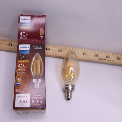Philips LED Vintage Light Bulb Dimmable E12 Candelabra Base 2000K Amber ...