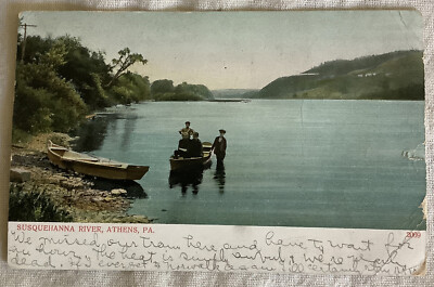 vintage Postcard Susquehanna river Athens Pennsylvania 1909 PA | eBay
